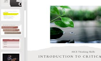 AICE Thinking Skills Critical Thinking Introduction Unit TPT