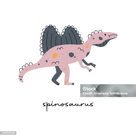 플랫 벡터 스피노사우루스 공룡의 플랫 손으로 그린 벡터 그림 고대의에 대한 스톡 벡터 아트 및 기타 이미지 고대의 고생물학 공룡 Istock