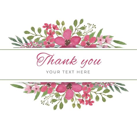 Premium Vector Pink Watercolor Hand Drawn Floral Thank You Card Design