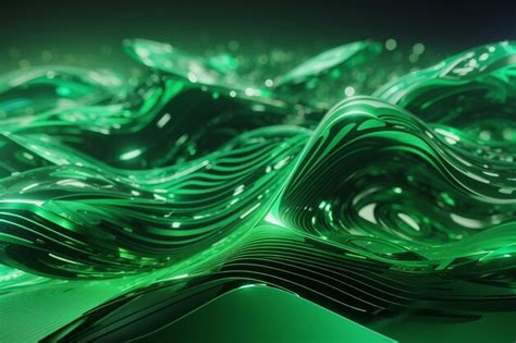 Premium Photo Abstract Green Futuristic Background Technological Wave Of Information Data Flow