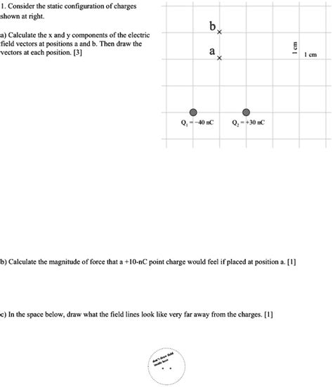 Solved Consider The Static Configuration Of Charges Shown At Right A Calculate The X And Y