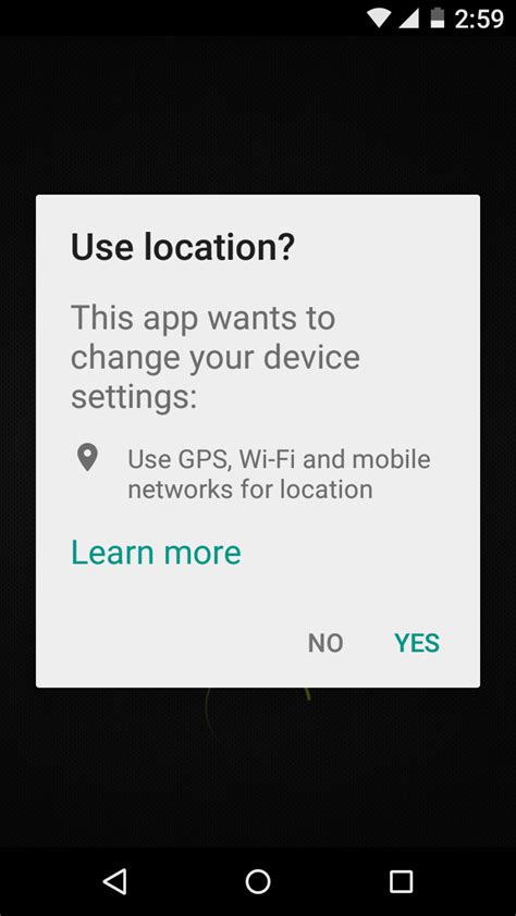 Use The Android Default Gps On Off Dialog In My Application Stack