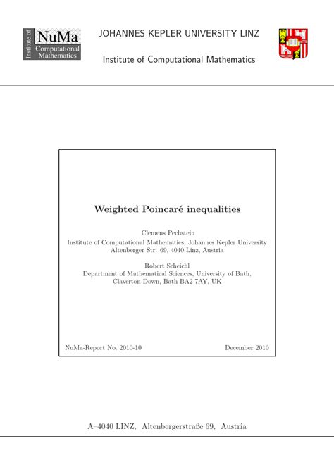 Pdf Weighted Poincare Inequalities