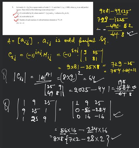 Let Matrix A Aij Be A Square Matrix Of Order Such That Aij