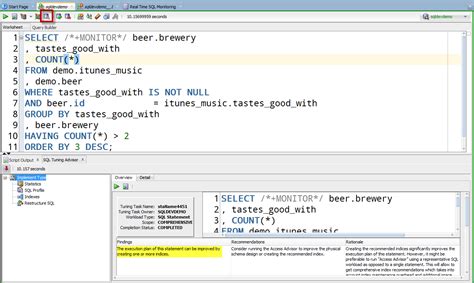 Viewing Automatic Sql Tuning Advisor Tasks In Oracle Sql Developer