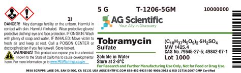 T 1206 5gm Tobramycin Sulfate Salt 5 G