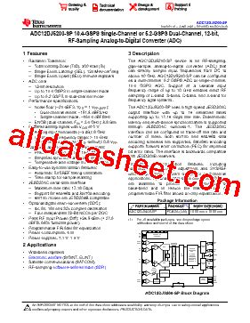 ADC12DJ5200 SP Datasheet PDF Texas Instruments