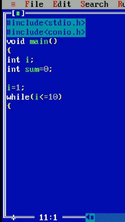 Program For Print Sum Of 1 To 10 Number Using While Loop In C Short