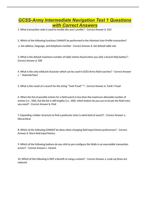 Gcss Army Intermediate Navigation Test 1 Questions With Correct Answers Gcss Army Stuvia Us