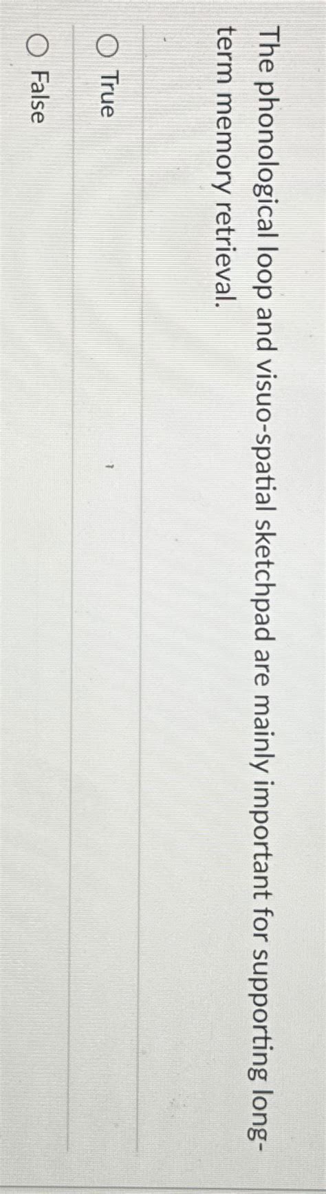 The Phonological Loop And Visuo Spatial Sketchpad Are