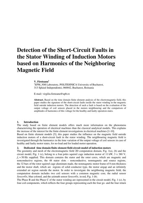 Pdf Detection Of The Short Circuit Faults In The Stator Winding Of Induction Motors Based On
