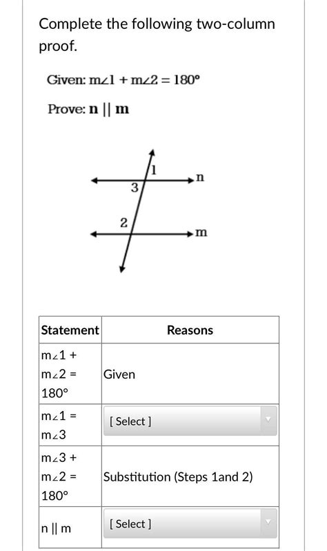 solved complete the following two column proof given mzl