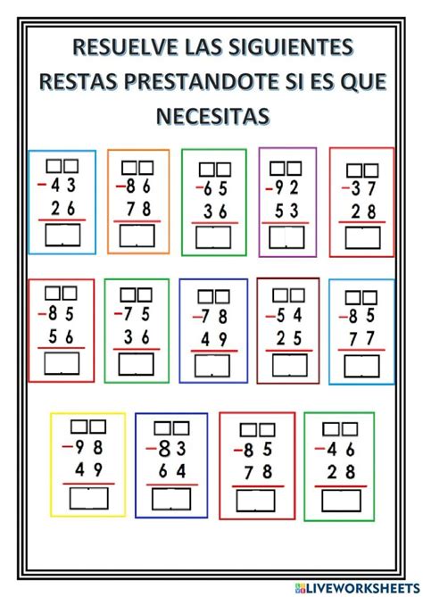 Restas Prestando Actividades De Resta Ejercicios De Calculo Matem Ticas De Primer Grado