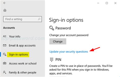 tutorial add security questions for windows 10 local account