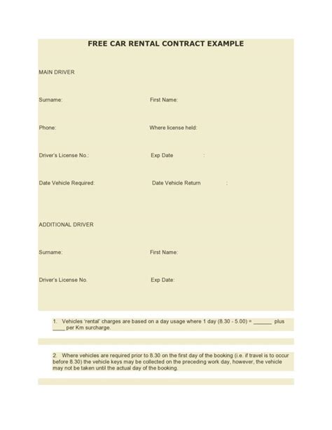 38 Free Car Rental Agreements And Forms Templatelab