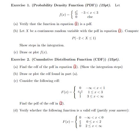 Solved Exercise Probability Density Function PDF Chegg