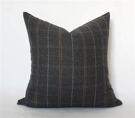 Plaid Throw Pillow Moody Pillow Covers Dark Gray Pillow Minimalist