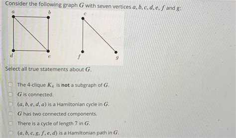 Solved Consider The Following Graph G With Seven Vertices A Chegg Com