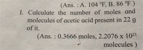 Ans A 104∘f B 86∘f I Calculate The Number Of Moles And Molecule
