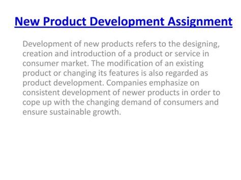 New Product Development Assignment