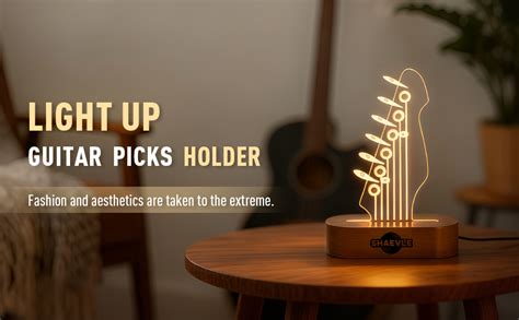 Shaevle Guitar Picks Holder Light Up Guitar Pick Storage