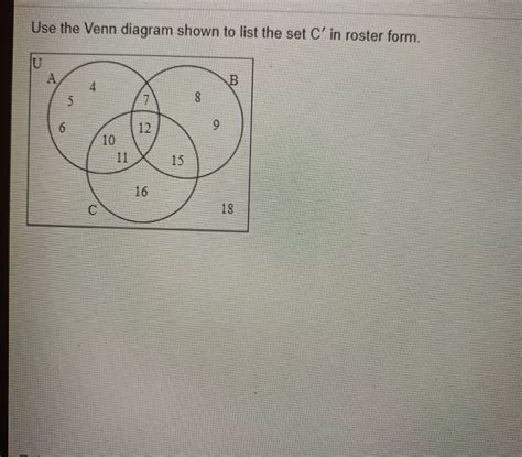 Solved Use The Venn Diagram Shown To List The Set Cin