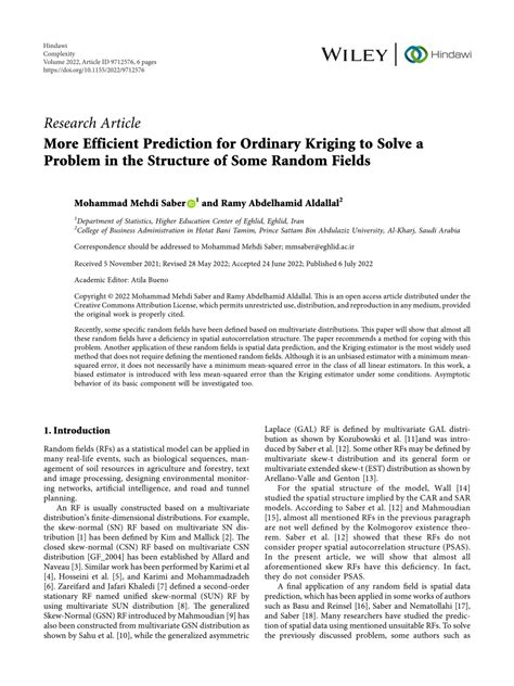 Pdf More Efficient Prediction For Ordinary Kriging To Solve A Problem In The Structure Of Some