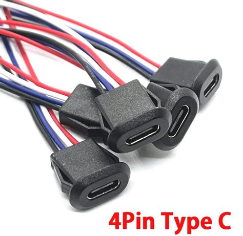 5 X Female Usb C Socket 4 Wire Connector 150mm Usb C Type Charging Dat