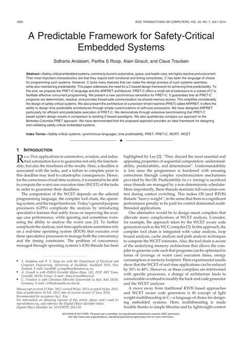 Pdf A Predictable Framework For Safety Critical Embedded Systems