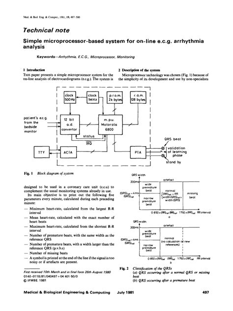 Pdf Simple Microprocessor Based System For On Line Ecg Arrhythmia Analysis