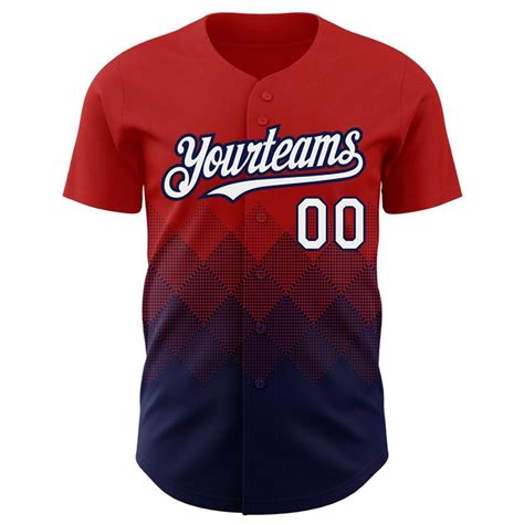 2024 Custom Red White Navy 3d Pattern Design Gradient Square Shapes