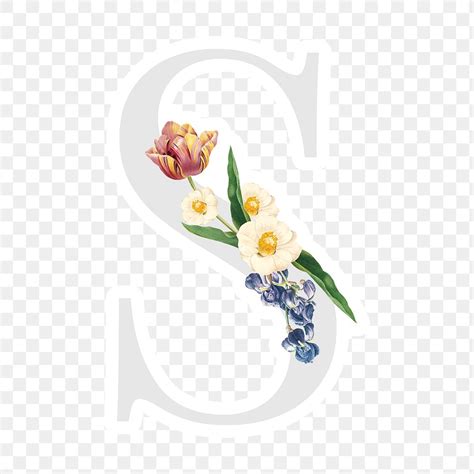 Flower Decorated Capital Letter S Premium Png Sticker Rawpixel