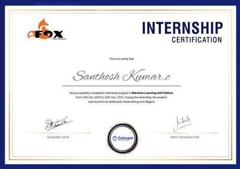 C Santhosh Kumar On Linkedin Datascience Machinelearning Internship