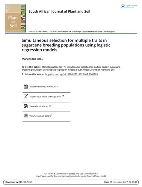 Pdf Simultaneous Selection For Multiple Traits In Sugarcane Breeding Populations Using