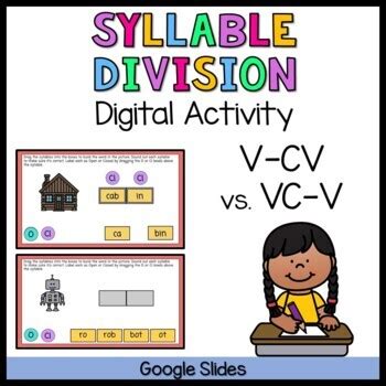 V CV Vs VC V Syllable Division Task Cards Orton Gillingham Google Slides