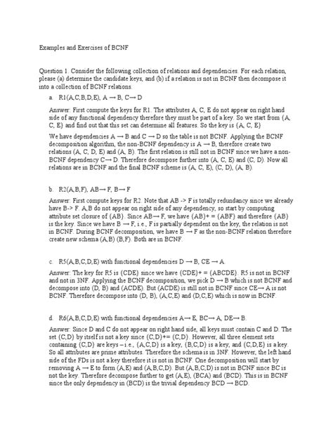 Examples And Exercises Of Bcnf Download Free Pdf Applied Mathematics Computer Programming