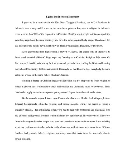 Equity And Inclusion Statement Pdf Multiculturalism Teachers