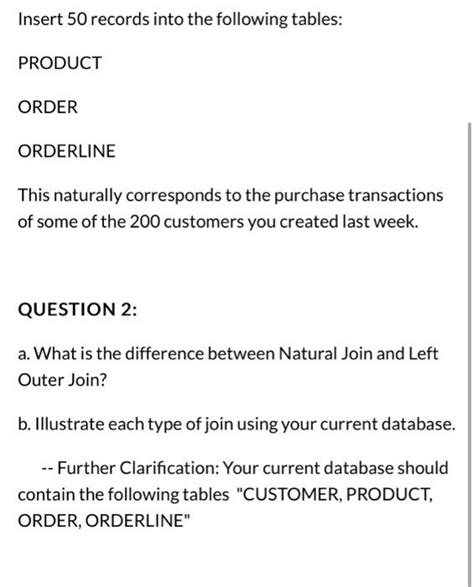 Solved Insert 50 Records Into The Following Tables Product