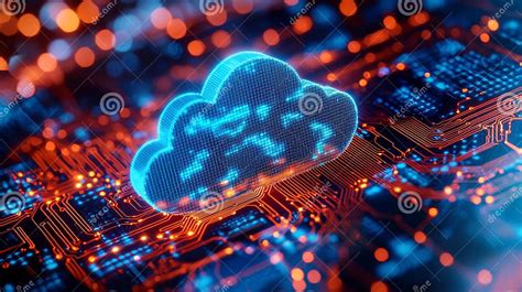Cloud Network Protected By Encryption And Firewalls Visualized With Glowing Data Flows Stock