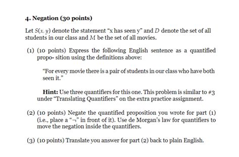 Solved Negation 30 ﻿pointslet Sxy ﻿denote The Statement