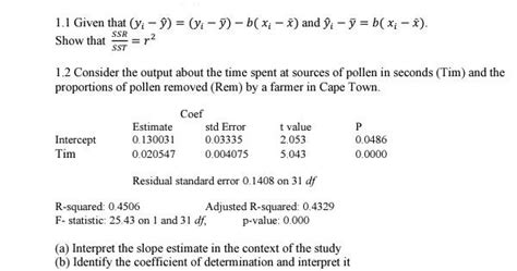 Solved 1 1 Given that yiy yiyˉ b xixˉ and Chegg com