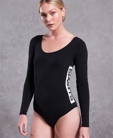 Superdry Klassischer Street Sport Bodysuit Mit Langen Ärmeln Damen Oberteile