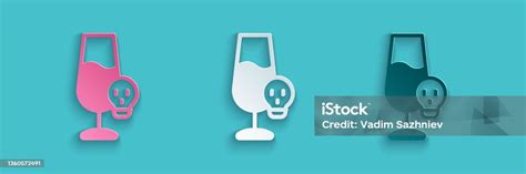 종이 는 파란색 배경에 고립 된 독극물 알코올 아이콘을 잘라 종이 아트 스타일 벡터 3차원 형태에 대한 스톡 벡터 아트 및 기타 이미지 3차원 형태 건강 진단 건강