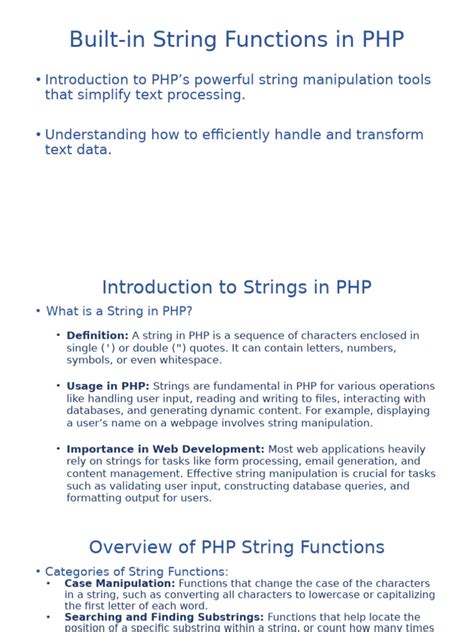 Built In String Functions In Php Pdf String Computer Science Php