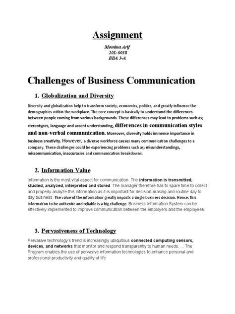 Business Communication Assignment 1 Pdf Communication Information