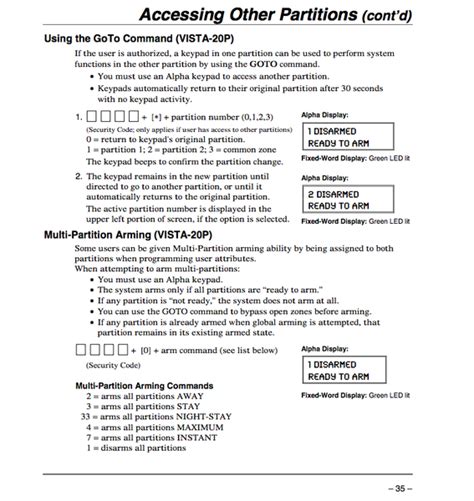 Can 1 Keypad Arm Disarm All Partitions On A Vista Alarm Grid
