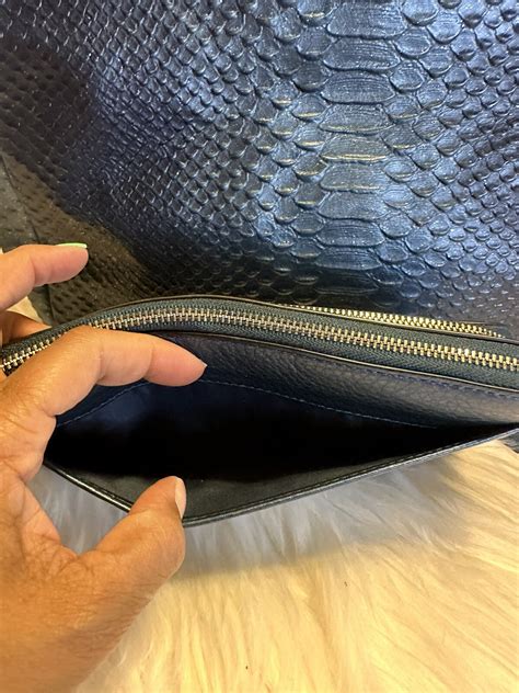 Coach Madison Phoebe Python Leather Blue Metallic Hob Gem