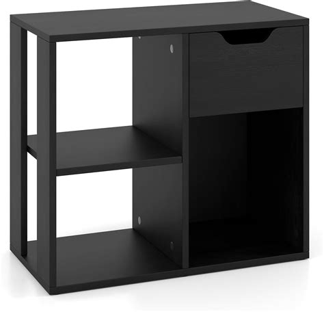 Cube Bookcase Small Bookshelf With Storage Drawer 3 Cubby Storage Organizer 2 Tier Display