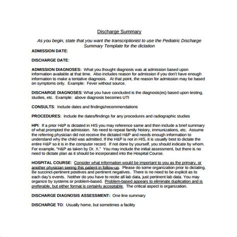 Free 11 Sample Discharge Summary Templates In Pdf Ms Word