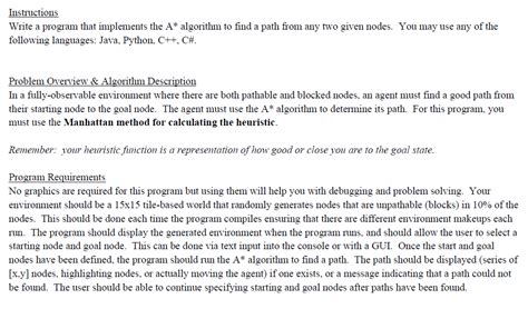 Instructions Write A Program That Implements The A Chegg